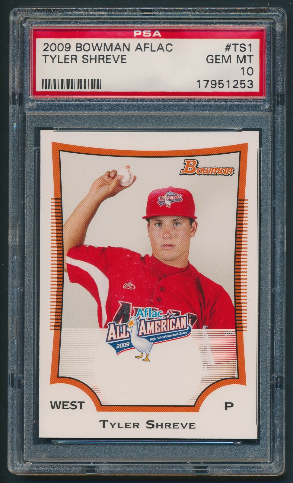 2009 BOWMAN AFLAC #TS1 ALL AMERICAN GAME TYLER SHREVE ROOKIE PSA 10 POP ...