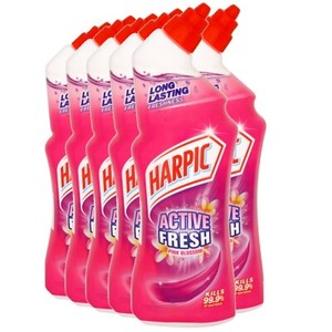 6 x Harpic Active Fresh Antibacterial Toilet Cleaning Gel Pink Blossom ...