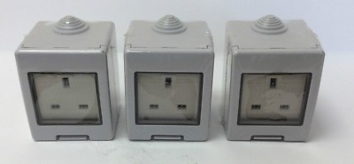 13 AMP OUTDOOR SOCKET 1 GANG IP55 WEATHERPROOF 240V JOB LOT OF THREE TO ...
