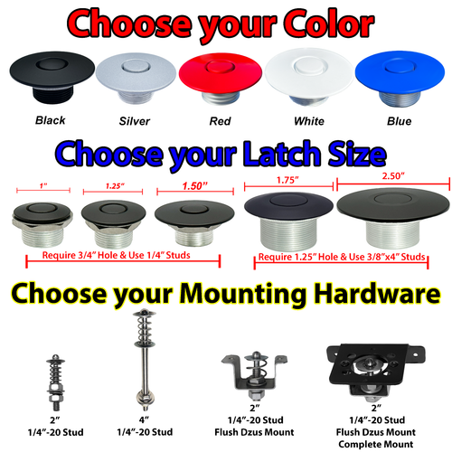 Quick Latch Hood Pins Push Button Release Pro Series Hood Latch Bumper ...