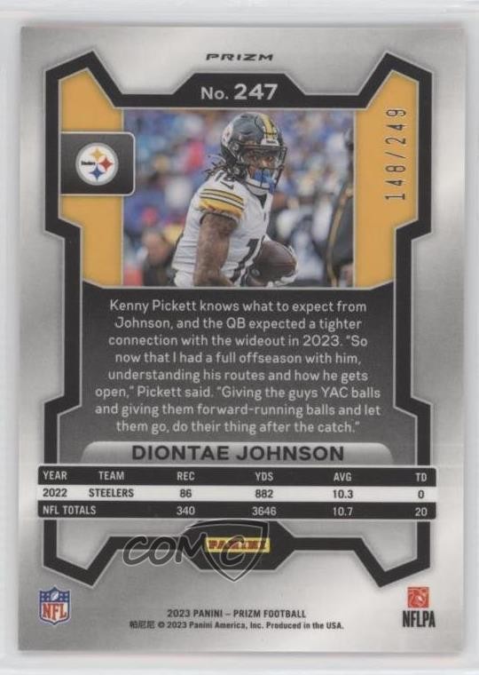 2023 Panini Prizm Orange Prizm /249 Diontae Johnson #247 | eBay
