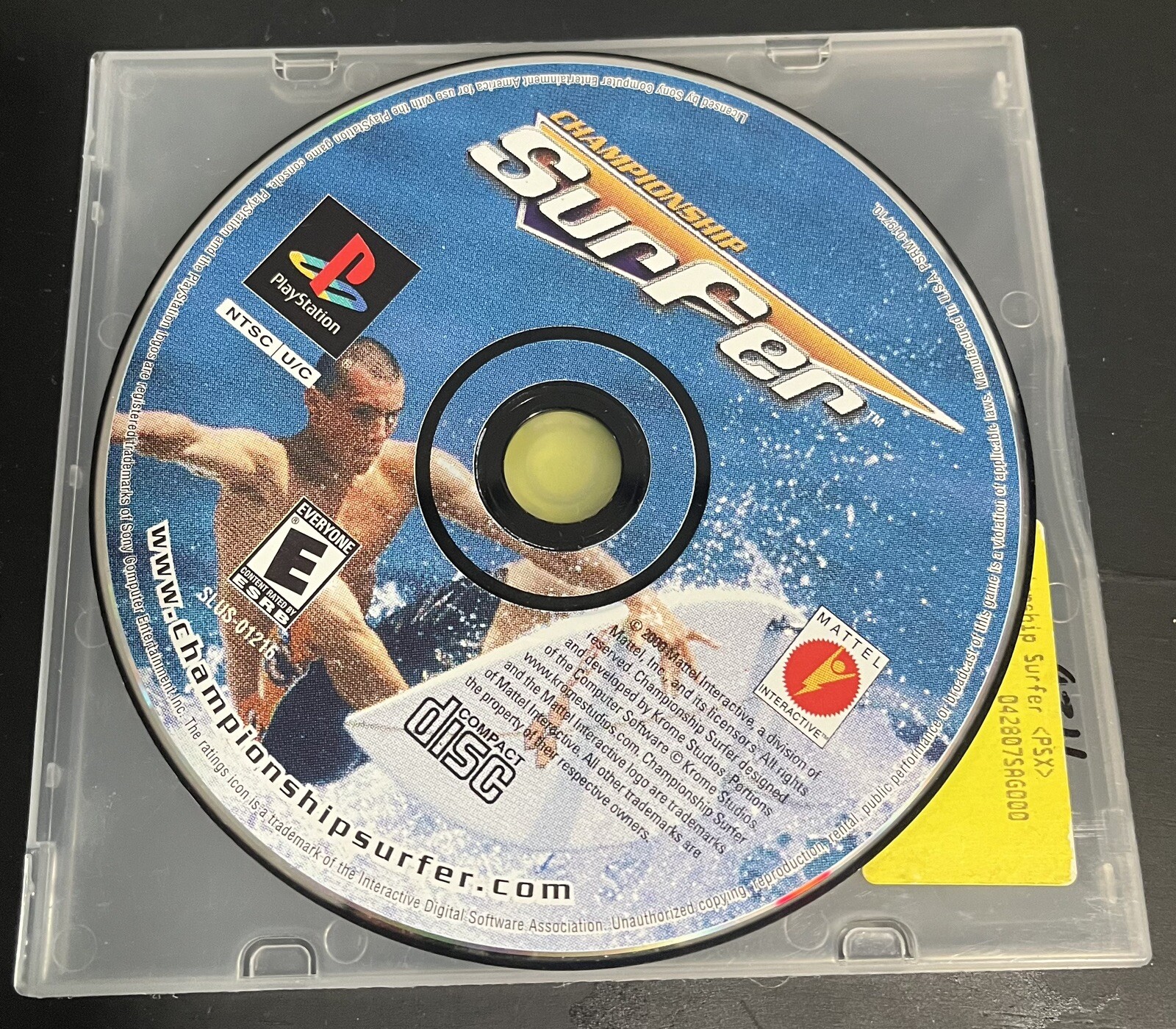 Championship Surfer Sony PlayStation 1 - Mattel Interactive 2000 - DISC ...