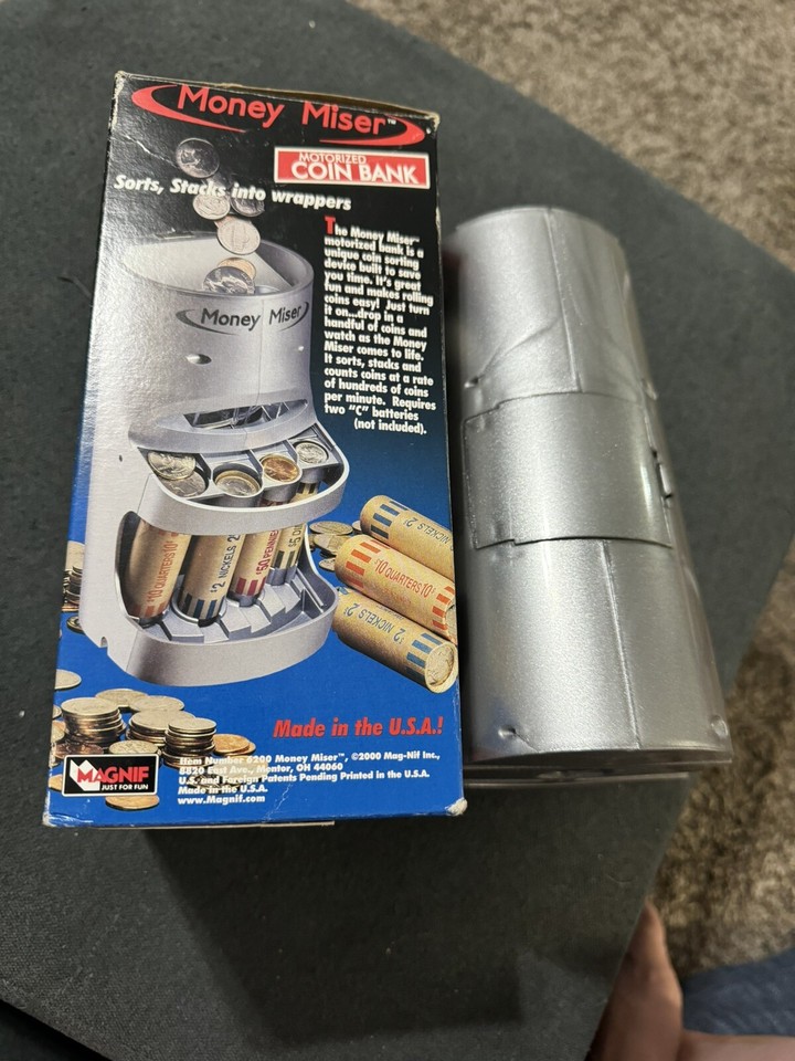 Money Miser Motorized Coin Bank. Sorts, And Stacks Coins Into Wrappers ...
