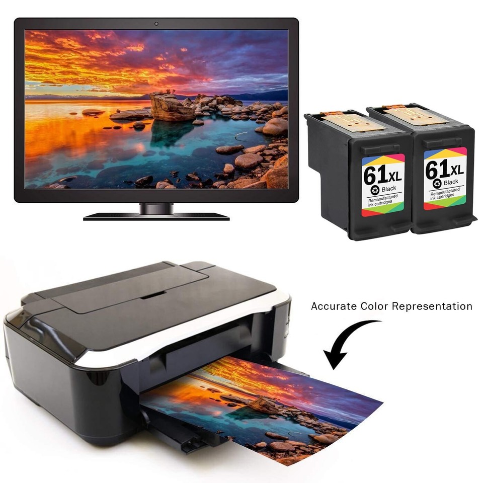 2PK Black 61XL Ink Cartridge For HP ENVY 4500 4501 4502 4505 4508 5530 ...