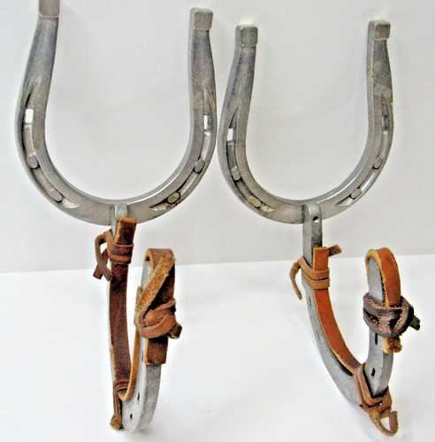 Vtg Rustic Aluminum Western Horseshoe Gun Rack Hooks Rifle Coat Hat ...