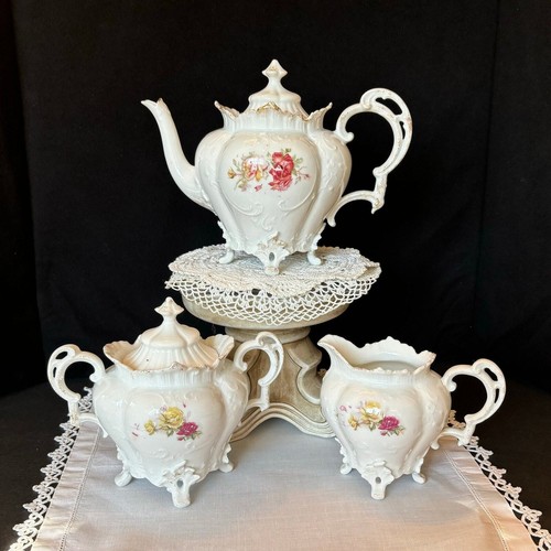 RS Prussia footed yellow & red rose tea set; mold #706; ca 1890-1920 | eBay