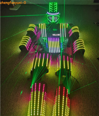 LED RGB Robot Costume Suit Glow Lights Laser Clothing Party Show Colors ...