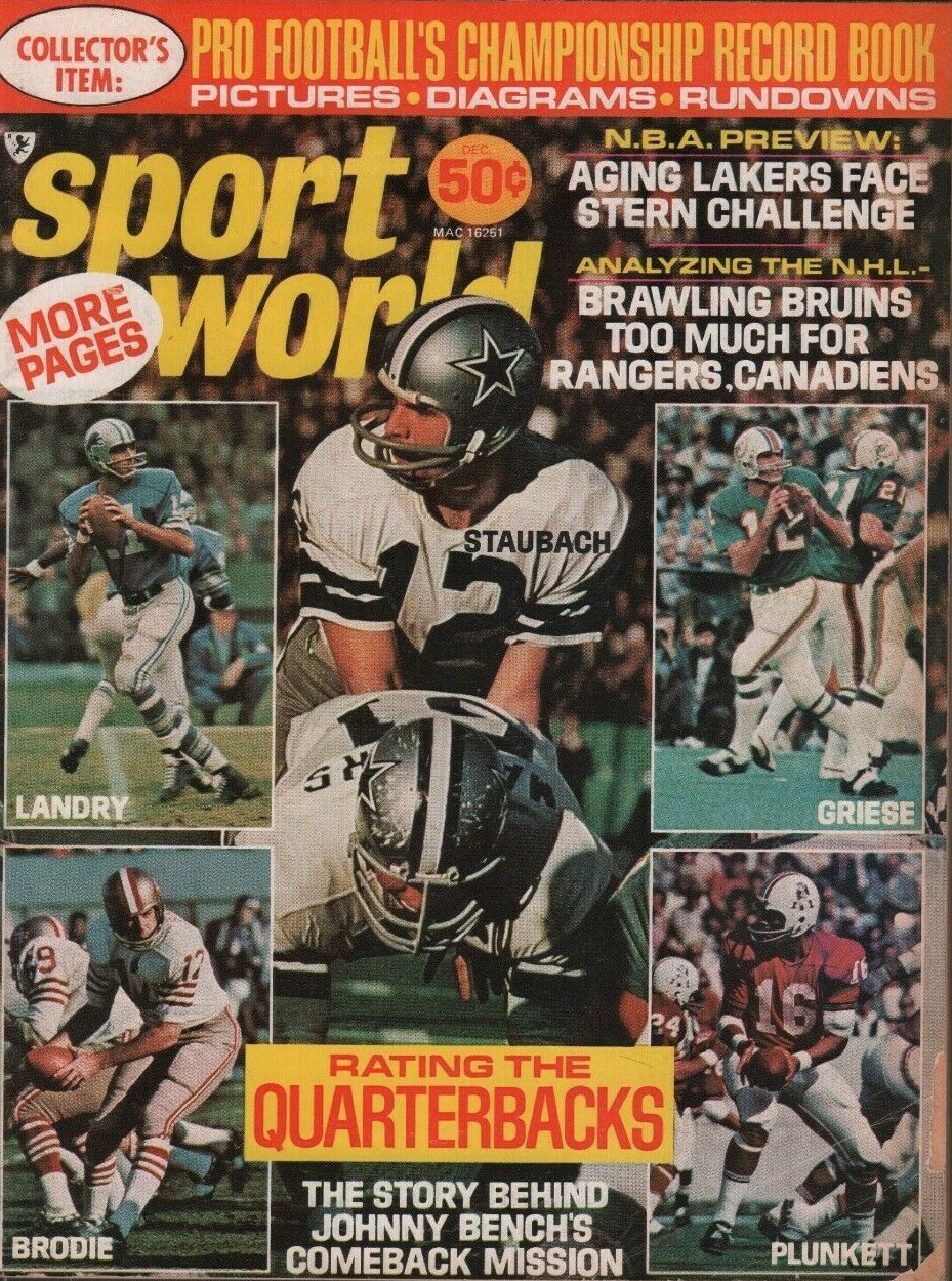 Sport World December 1972 NFL AFL Jim Plunkett Sonny Jurgensen ...