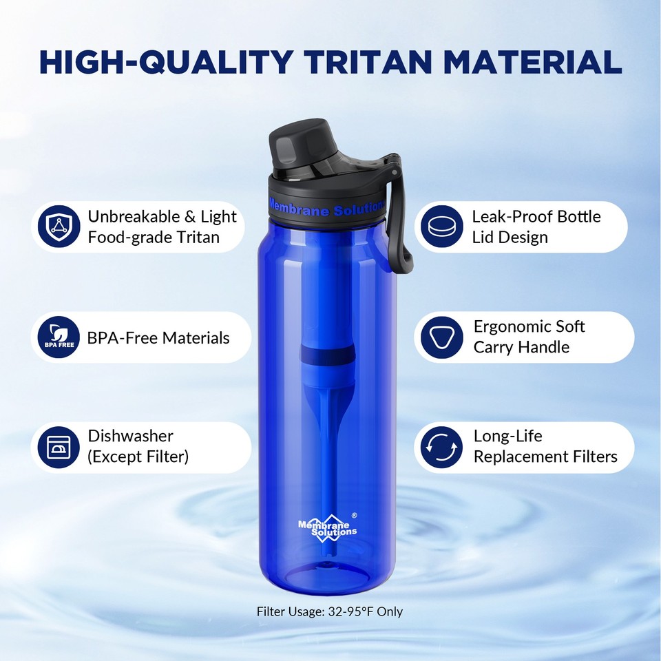 36oz UF Filtration Outdoor Survival Water Bottle Portable Water Filter ...
