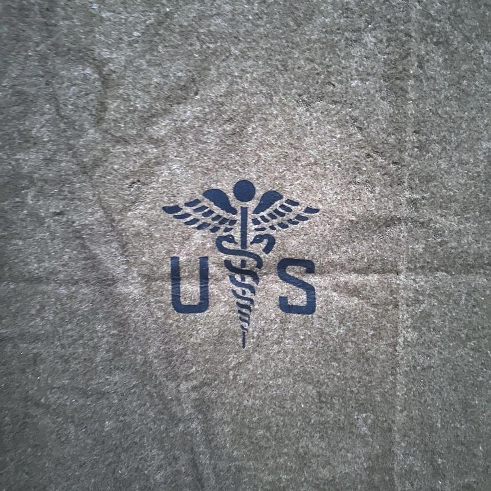 NOS Pair US Army Medical Blankets 100% Wool Caduceus Dark Ink 1951 1952 ...