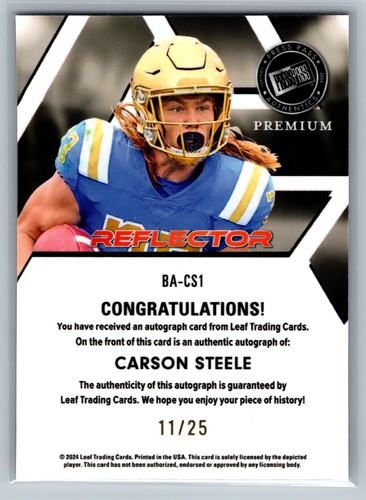 Carson Steele 2024 Press Pass Premium Autographs Silver Reflector #/25 ...