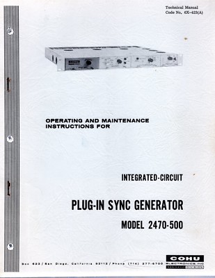 Original Kintel COHU Plug-In Sync Generator Model 2470-500 Instruction ...