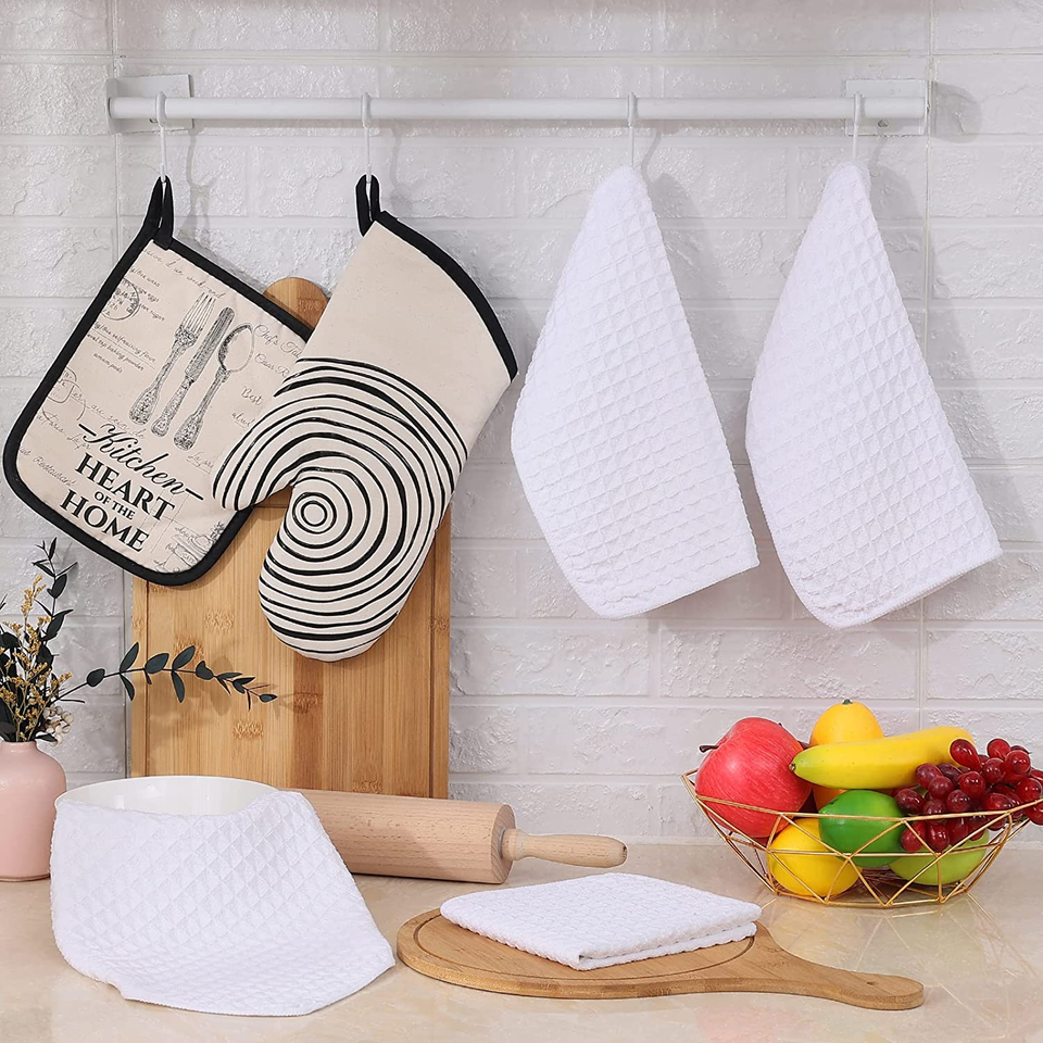 Kitchen Dish Cloths, 12 X 12 Inch Absorbent and Fast Drying, 6 Pack ...