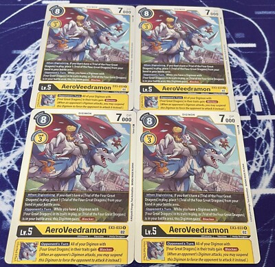 x4 AeroVeedramon EX3-033 R Playset Digimon TCG Draconic Roar | eBay