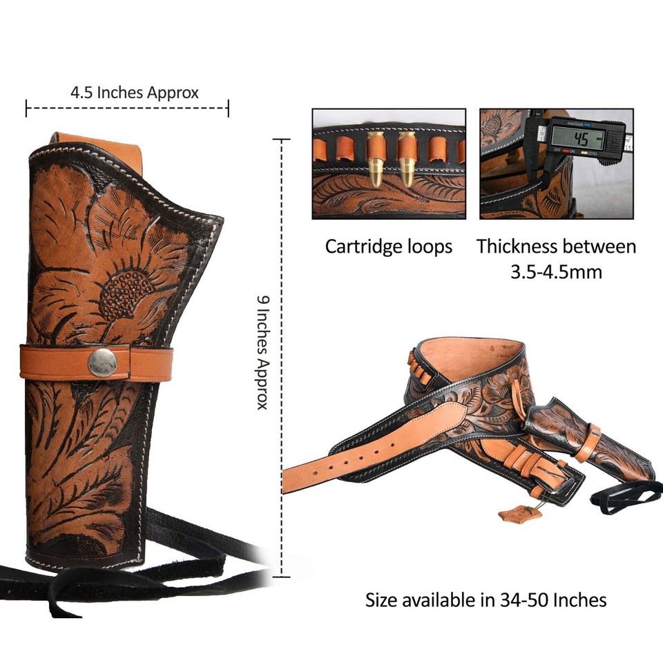 44/.45CAL LEATHER WESTERN PLAIN HOLSTER GUN BELT DROP LOOP RIG SASS 34 ...