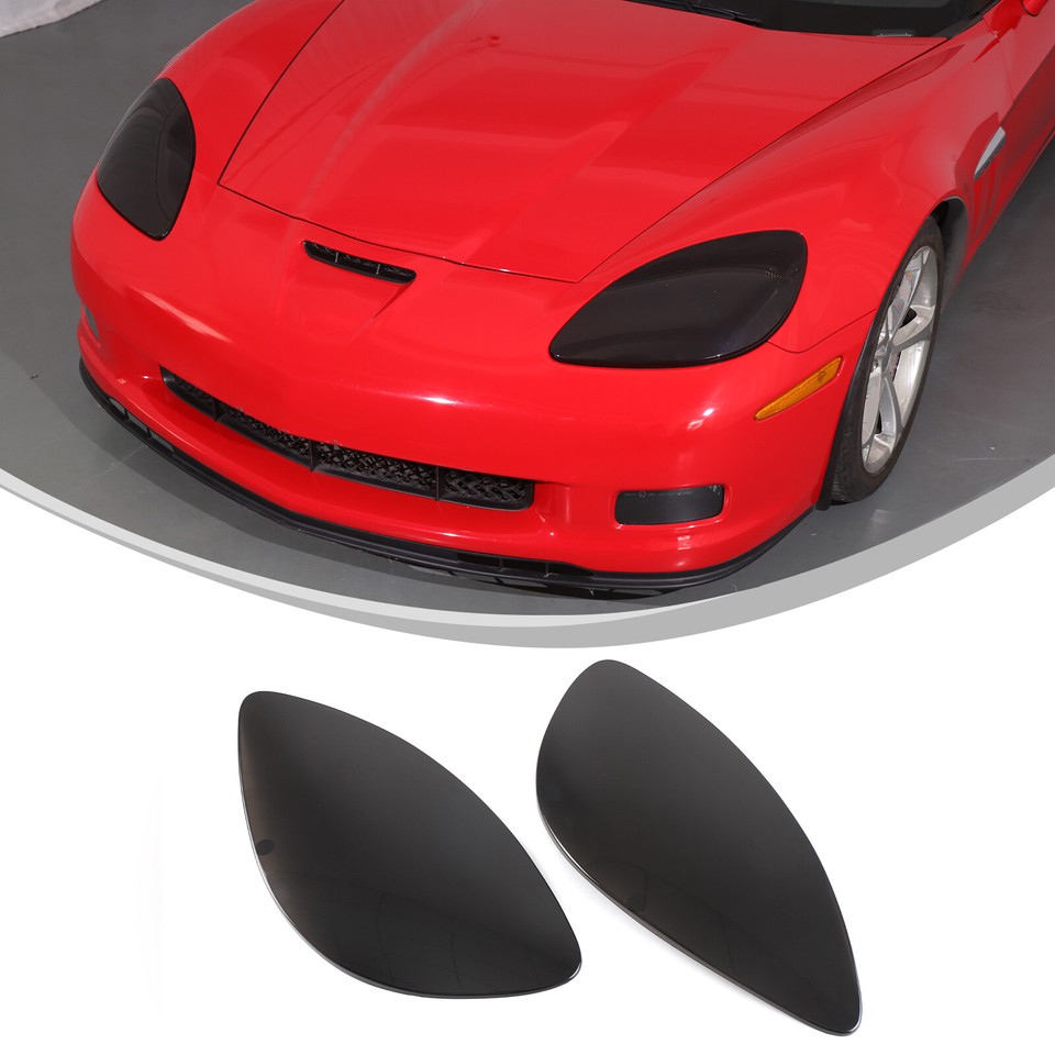 Transparent Gray Smoked Front Headlight Blackout Trim For Corvette C6 ...