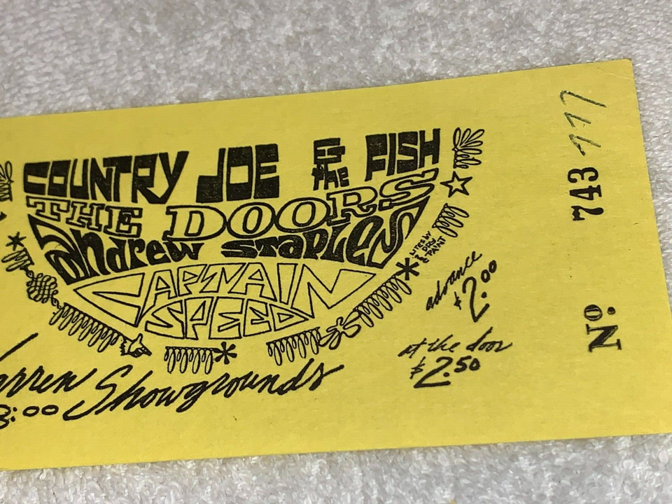 THE DOORS ORIGINAL 1967 UNUSED TICKET JIM MORRISON Jim Salzer Ephemera ...