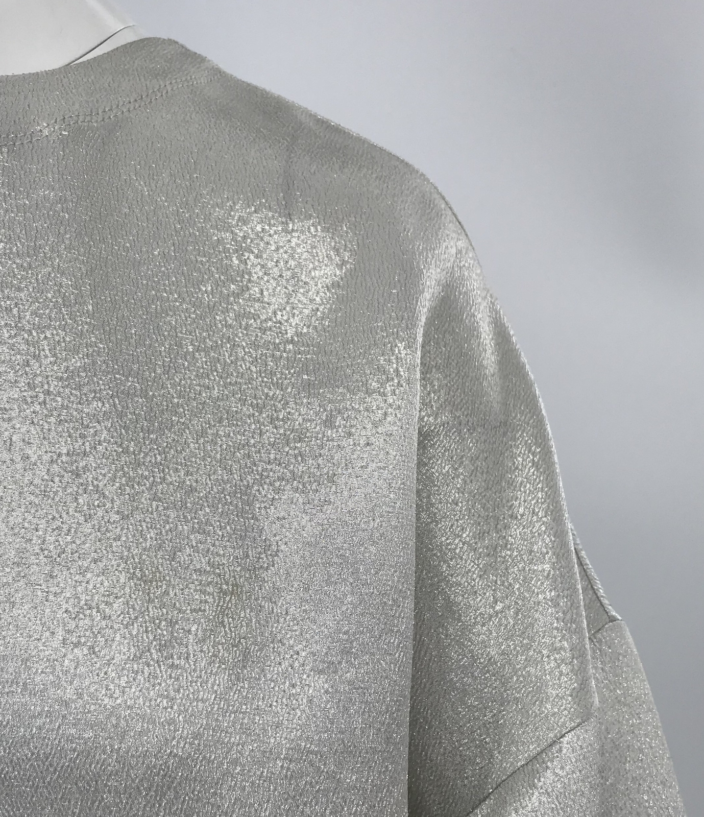 Valentino Silver Metallic Textured Overlay Crepe 3/4 … - Gem