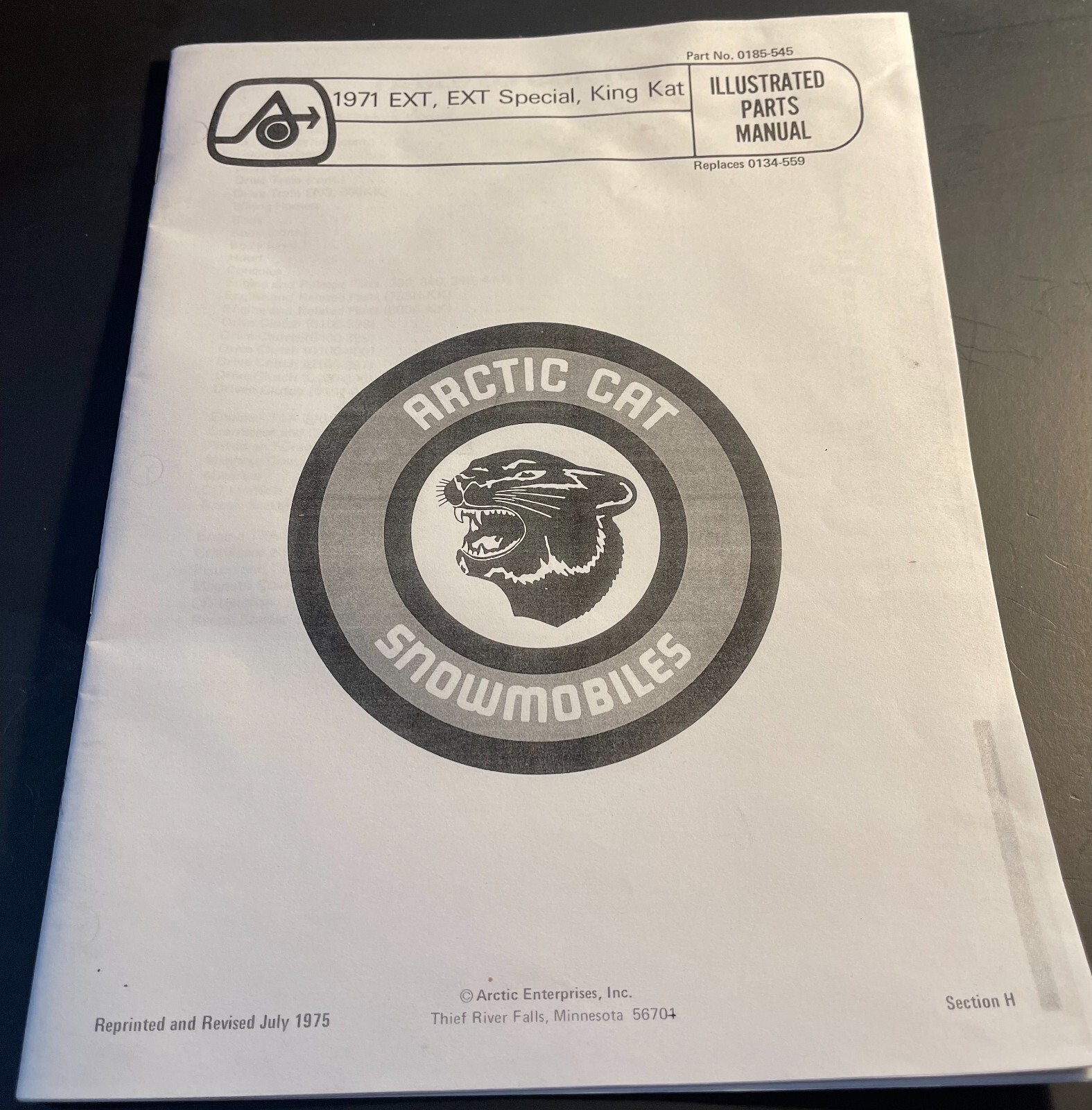 1971 ARCTIC CAT EXT, EXT SPECIAL, & KING KAT ILLUSTRATED PARTS MANUAL ...
