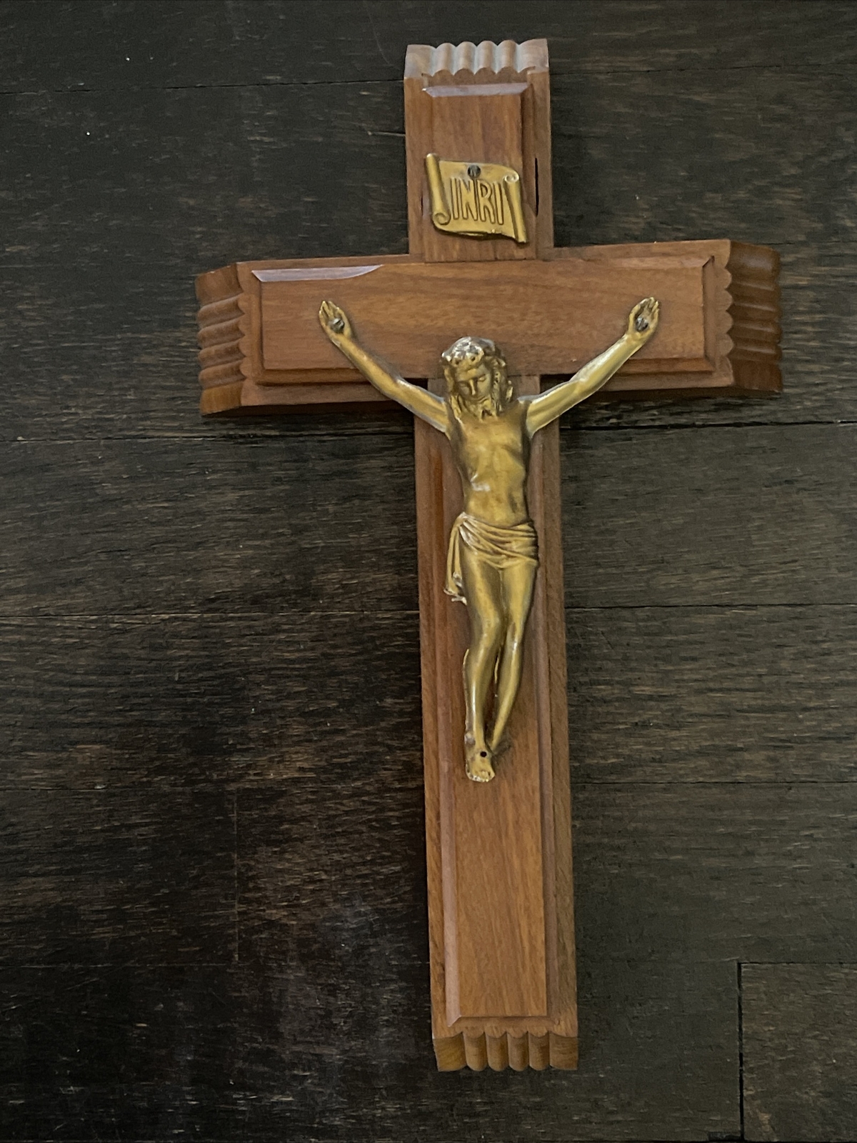 Vintage Wood Crucifix Cross Last Rites Anointing Sick Religious ...