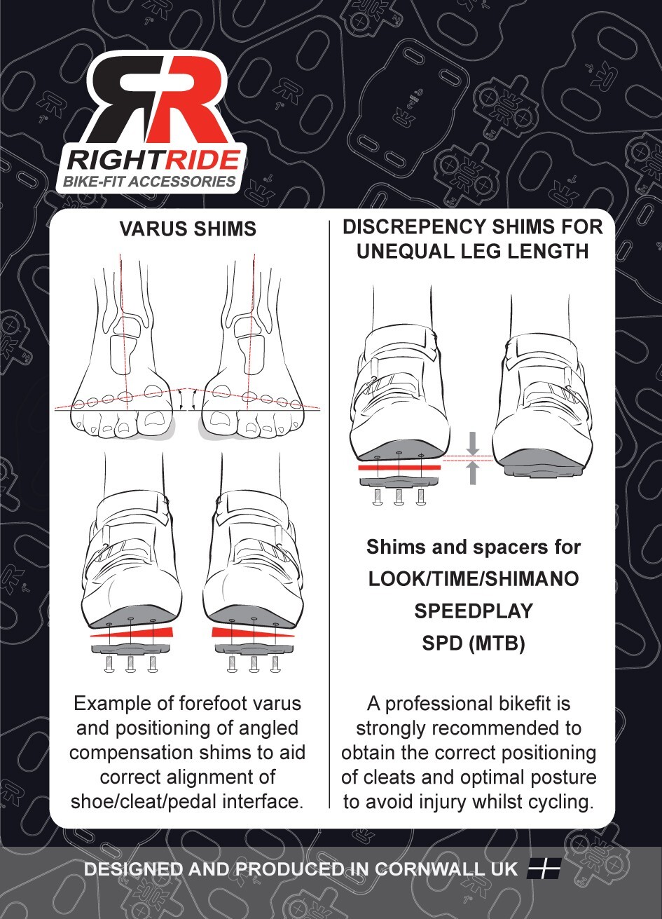 RIGHTRIDE 1 degree cleat spacer wedge shim for all 3 hole shoe fixings ...