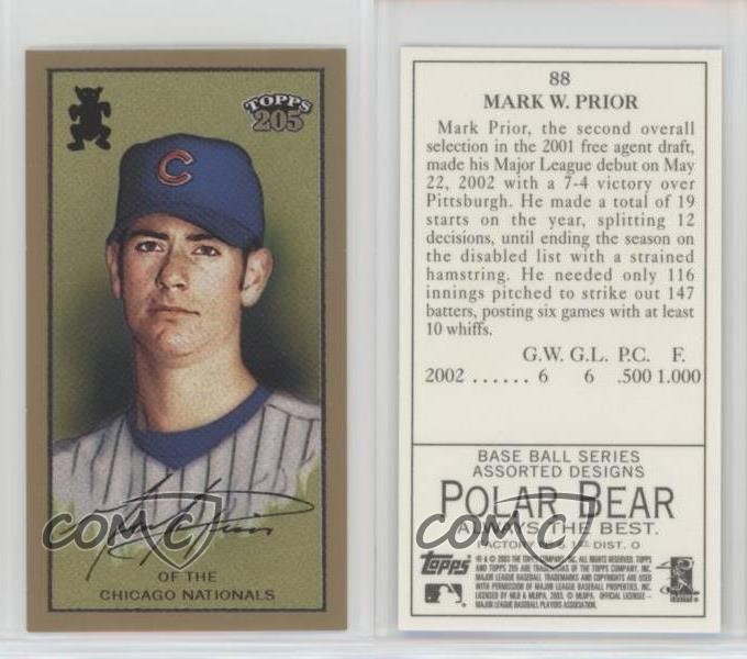 2003 Topps 205 Polar Bear Back Mini Mark Prior (Logo Variation) #88 1s3 ...