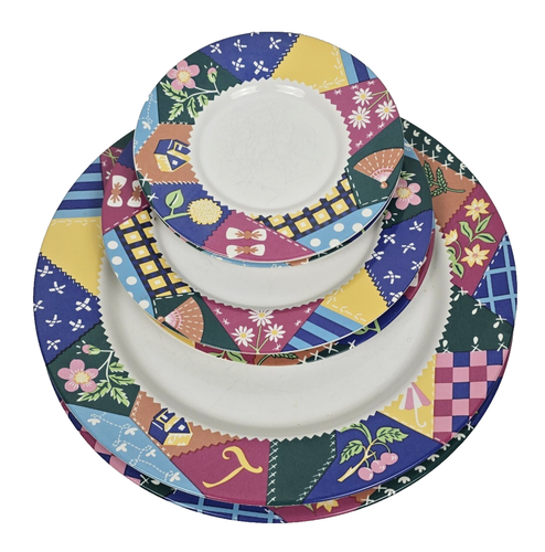 International Tableworks CRAZY QUILT Dinner Salad Dessert Plates Bowl ...