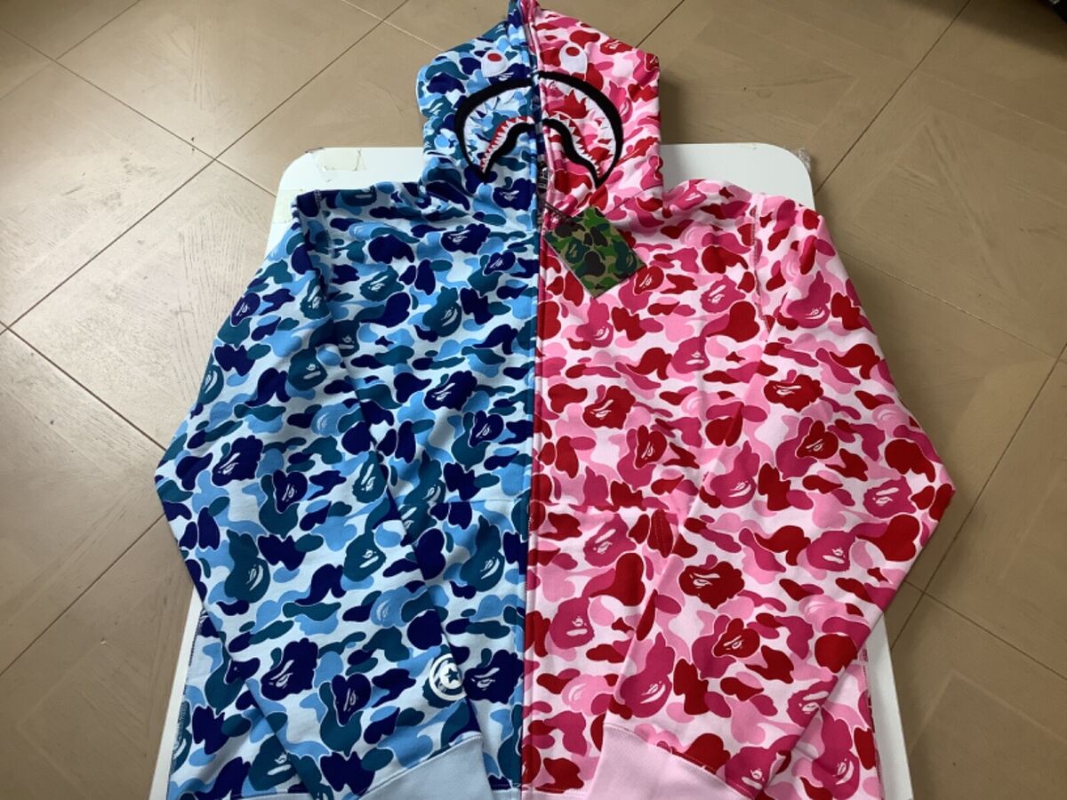 Authentic ape bape abc camo crazy shark full zip hoodie blue Authentic ape bape abc camo crazy shark full zip hoodie blue