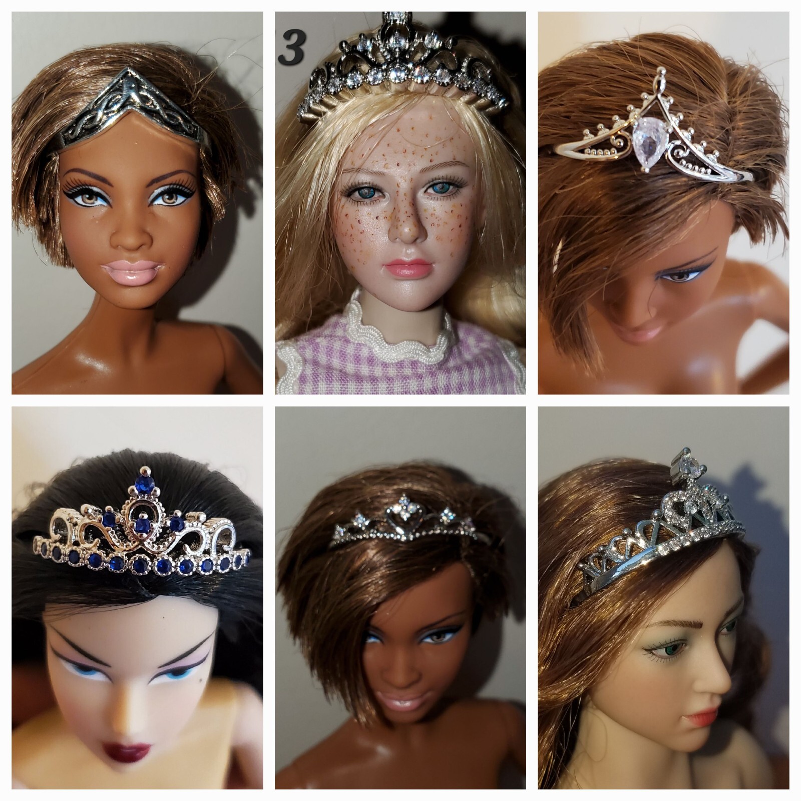 1/6 GOLD Metal Tiara Crown Crystal Barbiee Phicen Queen Princess Model ...