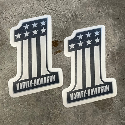 Set of 2 Vintage #1 AMF Harley Davidson Tank Decals Dyna FXR Sportster ...