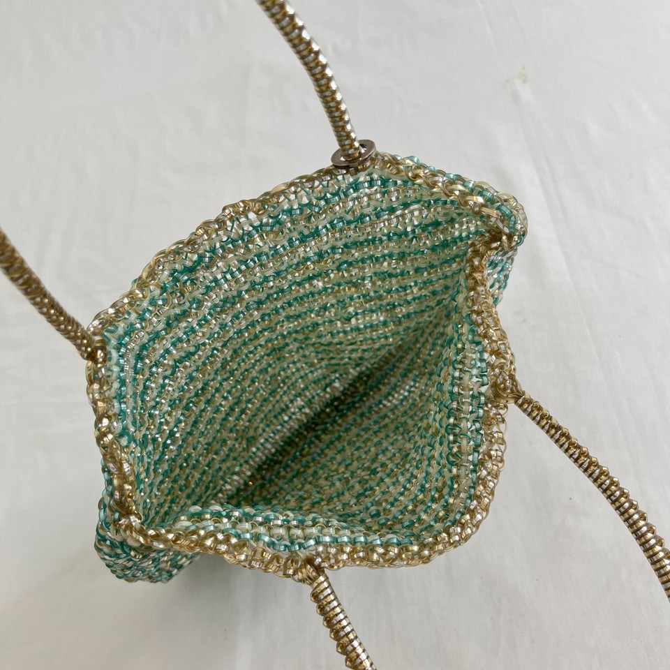 ANTEPRIMA Tote Bag Handbag Blue Gold White Mesh PVC Wire Square | eBay