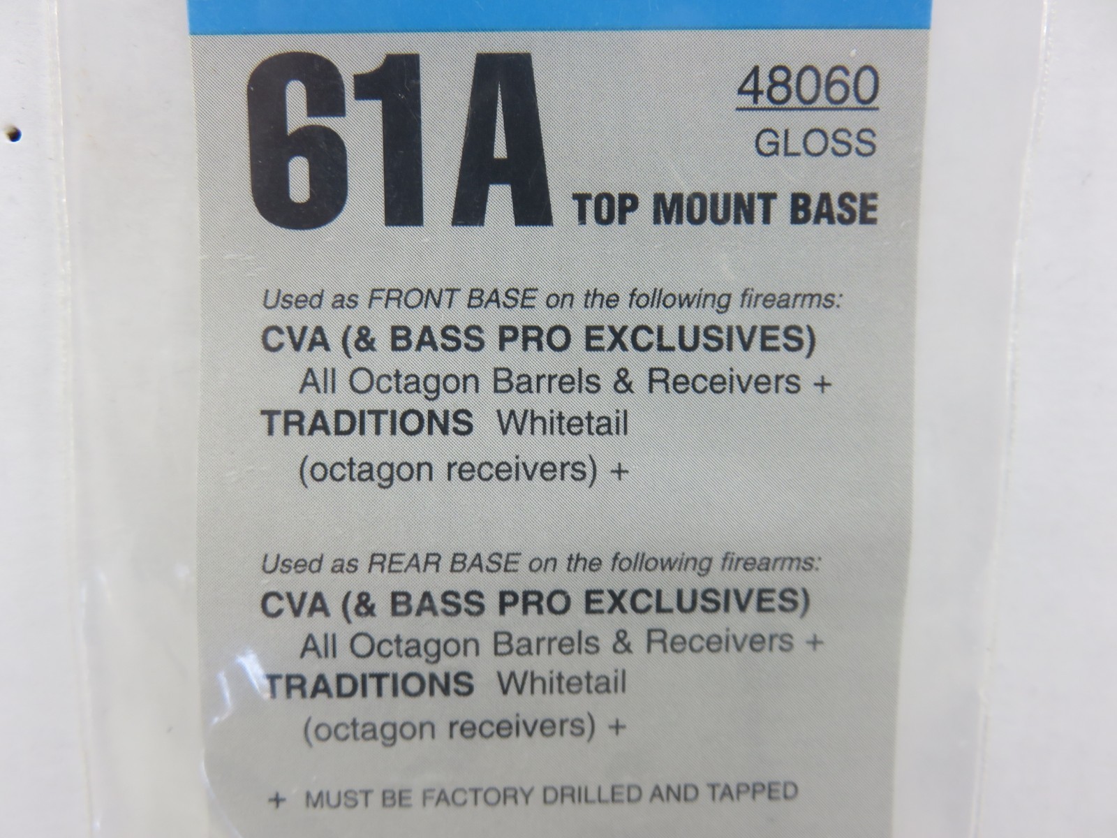 Weaver 48060 61A Top Mount Scope Base Gloss CVA Traditions Black NEW ...