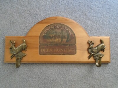Deer Hunting Rustic Open Season Coat Rack Hat Racks Hooks Cabin Farm ...