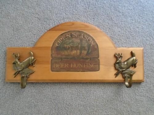 Deer Hunting Rustic Open Season Coat Rack Hat Racks Hooks Cabin Farm ...
