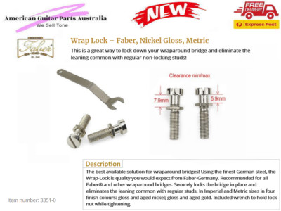 Epiphone - Jap Models - Faber® Wrap Locking Studs, Nickel Gloss Metric Thread | eBay Australia