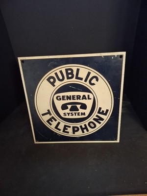 Rare "Public Telephone General System Double sided porcelain sign 12x12 ...
