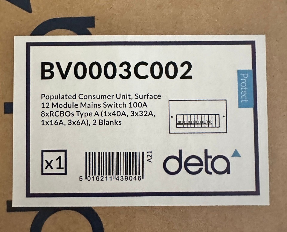 Deta 12 Module Populated Consumer Unit With SPD+ x8 RCBO’s Type A (NEW ...