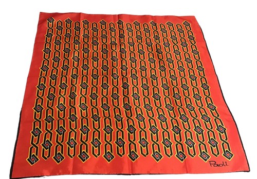 Paoli Vintage Square Scarf Geometric Print Red Black Gold. 21”x21” | eBay