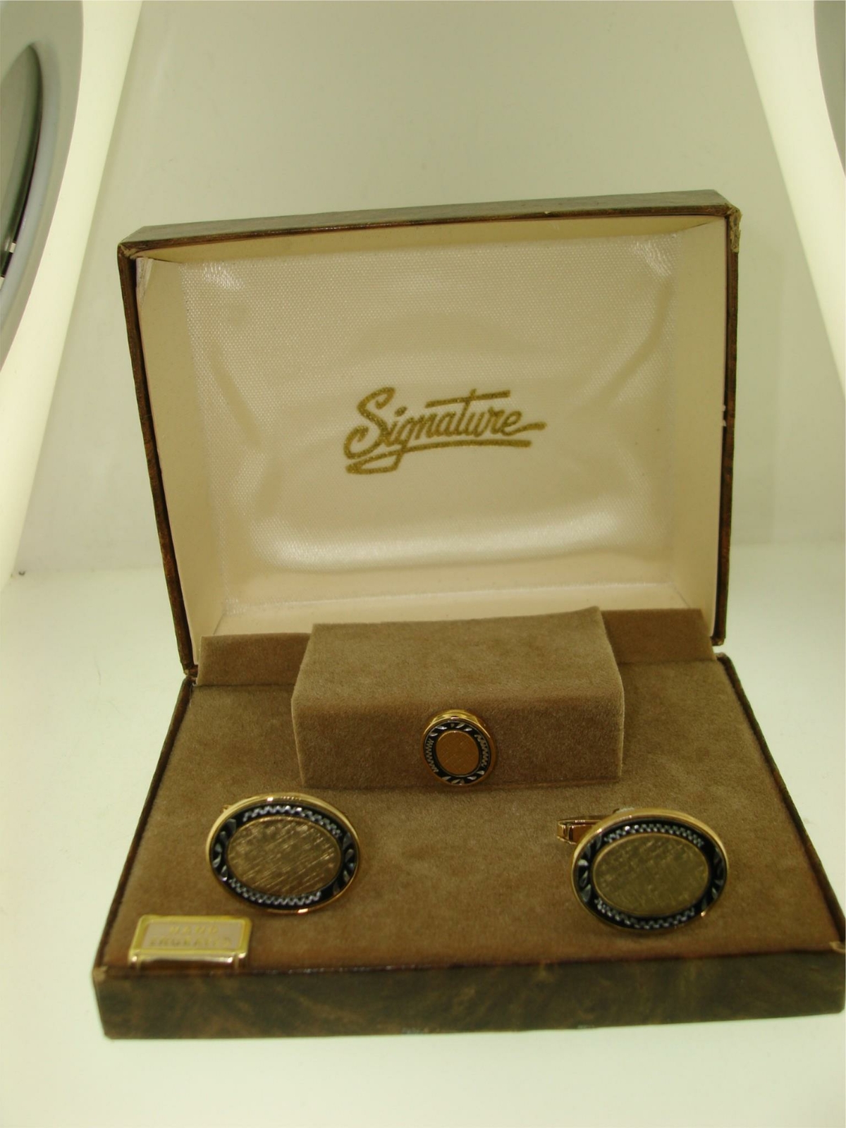 VINTAGE ANSON "SIGNATURE: HAND ENGRAVED CUFFLINKS & TIE TAC! NEW OLD ...