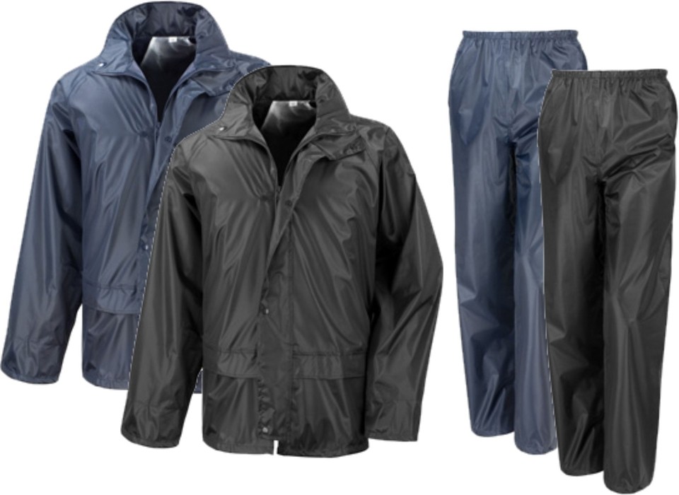 Adults Waterproof Suit Jacket & Trousers Packaway Rain Set Womens Mens ...