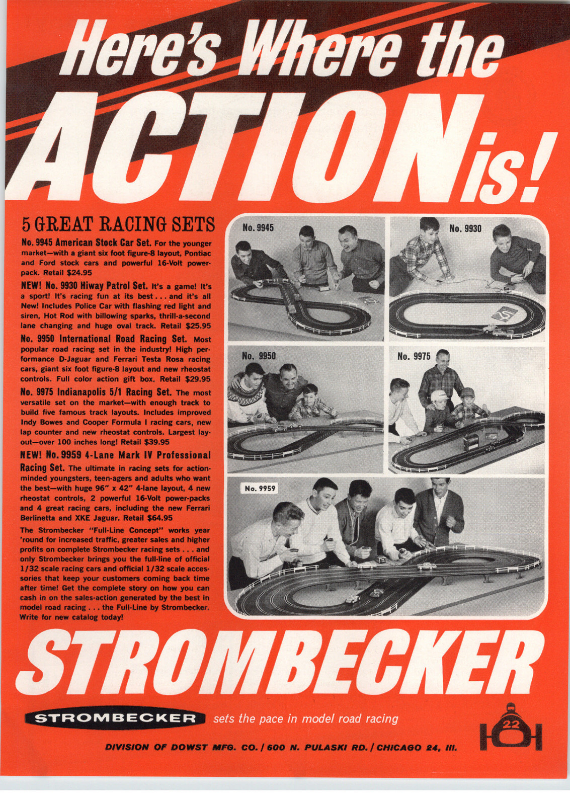 1963 PAPER AD Strombecker Slot Car Racing Sets 4 Lane Mark IV ...