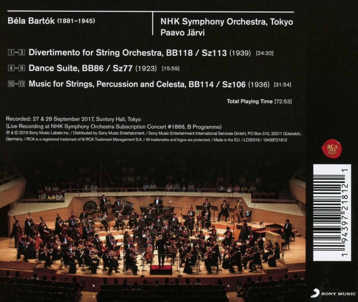 Järvi,Paavo & NHK Symphony Orchestra / Music f.Strings,Percuss ...