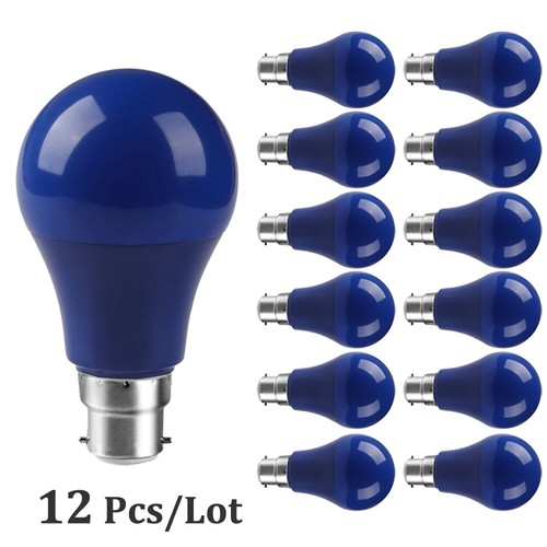 12 Pack B22 Bayonet Cap LED Bulb SMD 2835 5W Blue Non-dimmable Bulbs ...