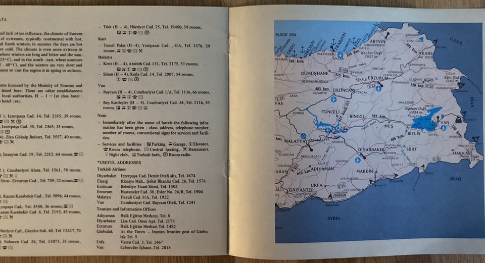 1970s EASTERN TURKEY VINTAGE TRAVEL BROCHURE MAP GUIDE ART | eBay