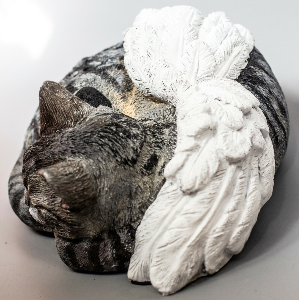 Unique Urn Gray Tabby Cat Cremation Statue Pet Ashes Memorial Custom ...