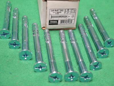 10 POWERS LOK-BOLT 3/8 x 4" CONCRETE FLAT HEAD EXPANDING SLEEVE ANCHOR ...