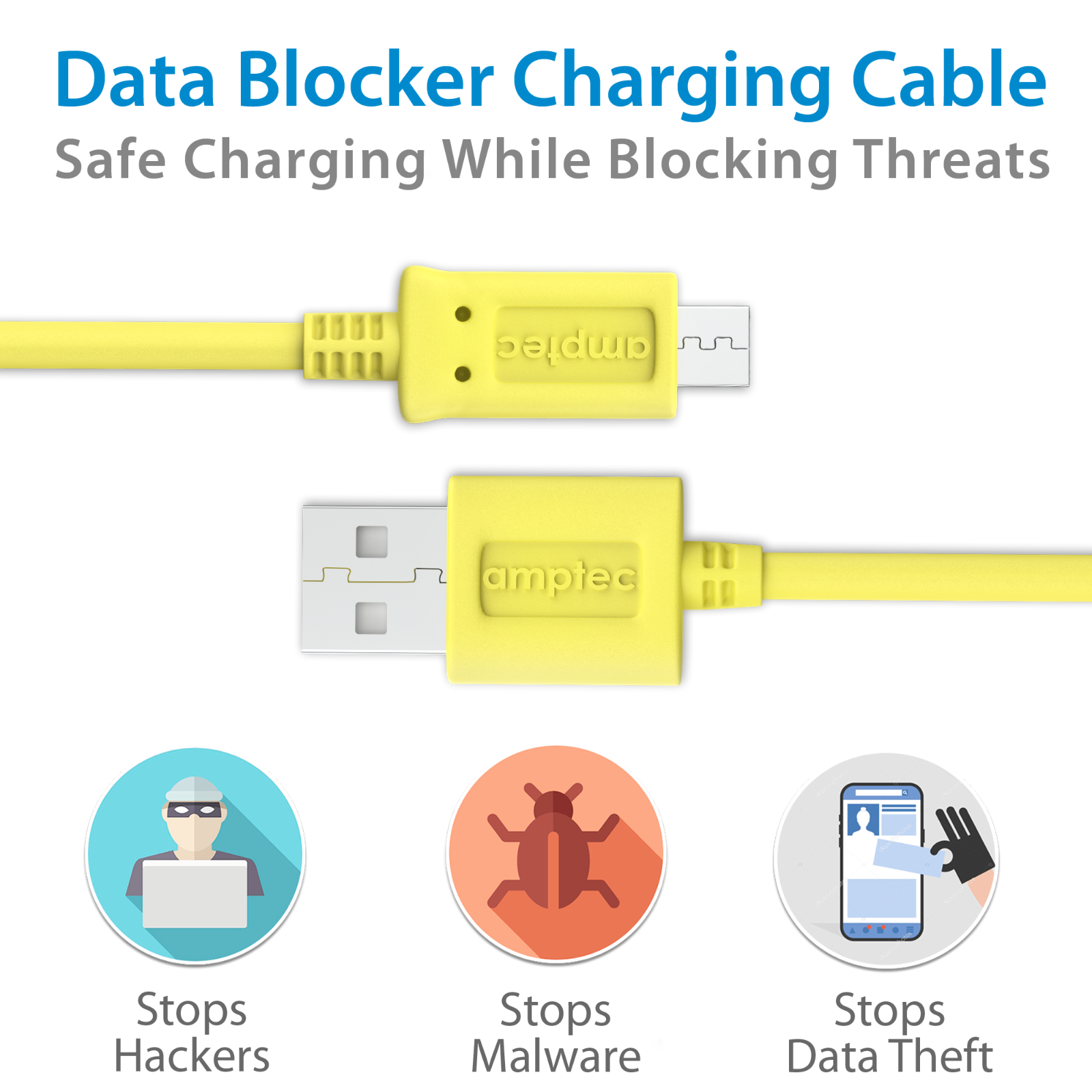 AMAZON KINDLE FIRE Charging Cable USB Hacking Proof Data Blocker USB ...