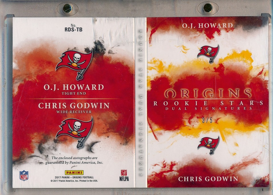 O.J. HOWARD / CHRIS GODWIN - 2017 Origins GOLD Dual AUTO BOOK /5 ...