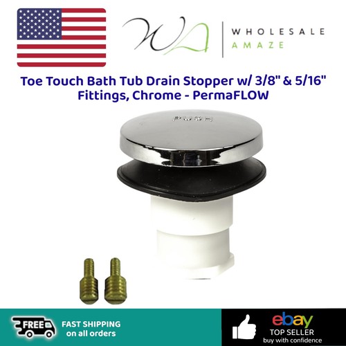 Toe Touch Bath Tub Drain Stopper w/ 3/8" & 5/16" Fittings, Chrome ...