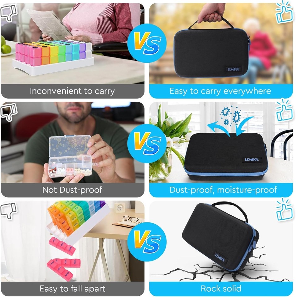 Monthly Pill Organizer 2 Times a Day, 30 Day Pill Organizer Box AM PM ...